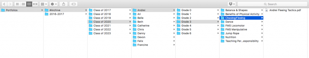 Physical Education Student Portfolios