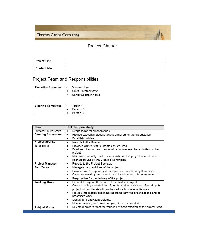 How To Create A Project Charter Template Examples