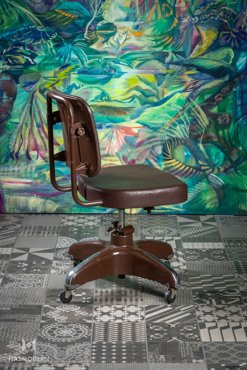 Metal and Leather Mid-Century Office Chair, Hamilton Cosco | HasModern