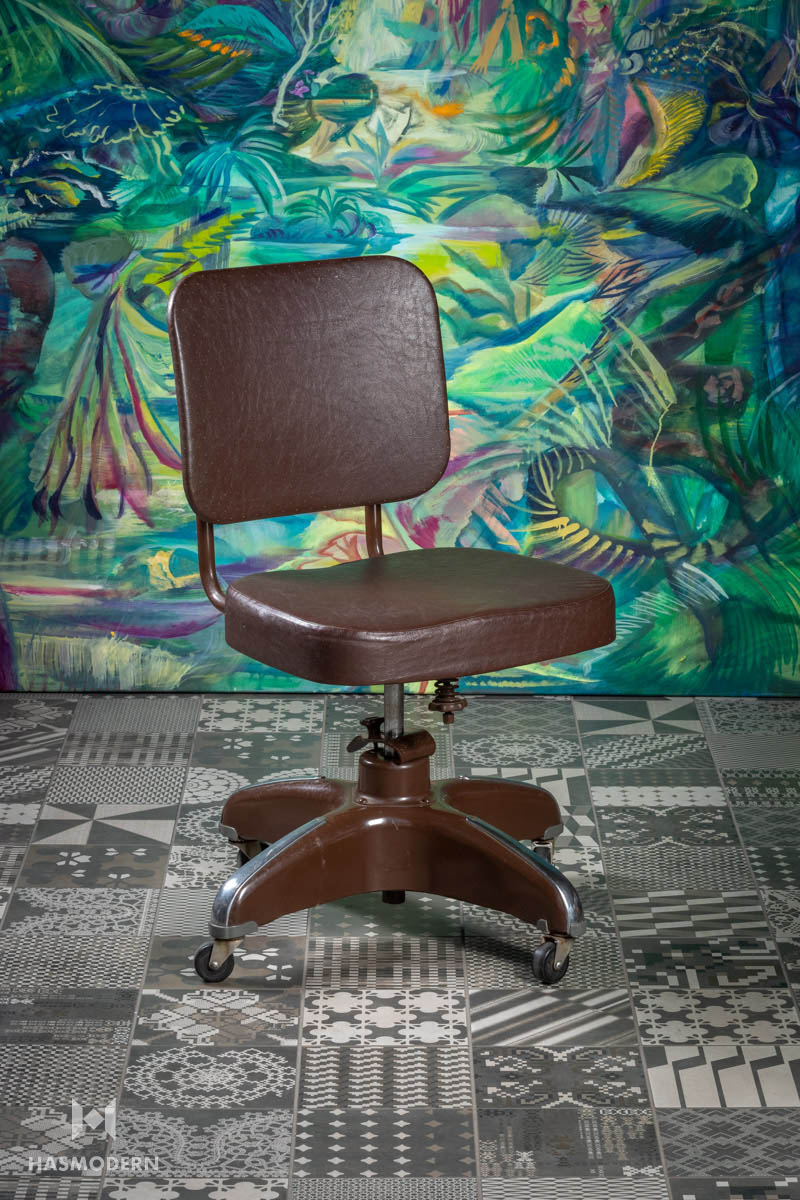 Metal and Leather Mid-Century Office Chair, Hamilton Cosco | HasModern