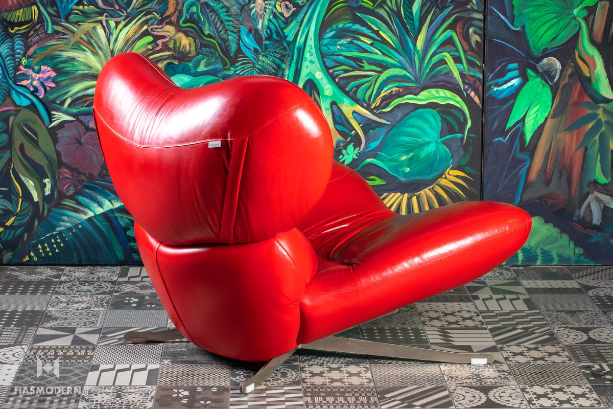 Leather Metal Mid-Century Frog Armchair with Footrest, Poltromec ...