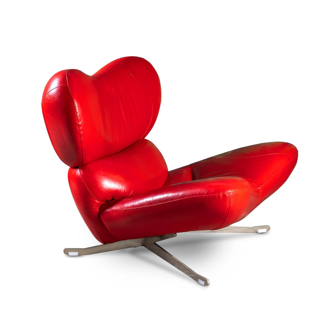 Leather Metal Mid-Century Frog Armchair with Footrest, Poltromec ...
