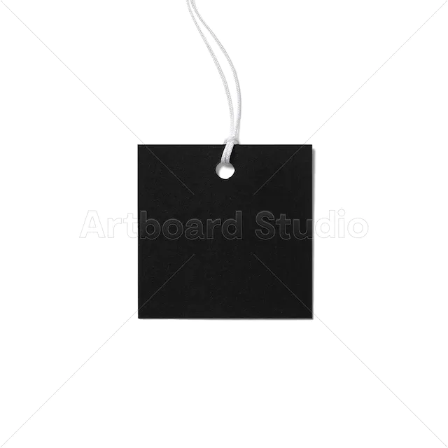 Top View Black Square Label Tag Mockup — Blank Mockup Item
