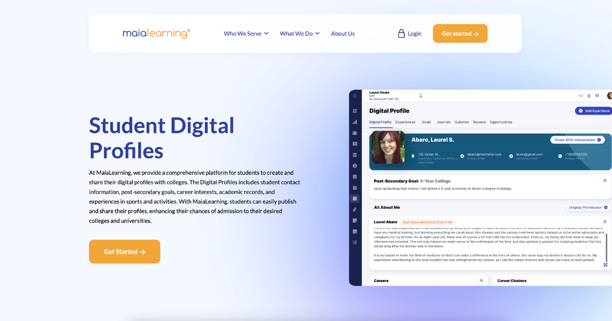 Student Digital Profiles | MaiaLearning