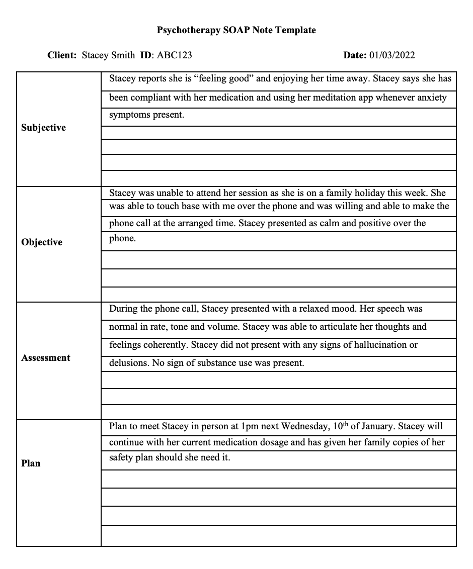 Chart Note Template