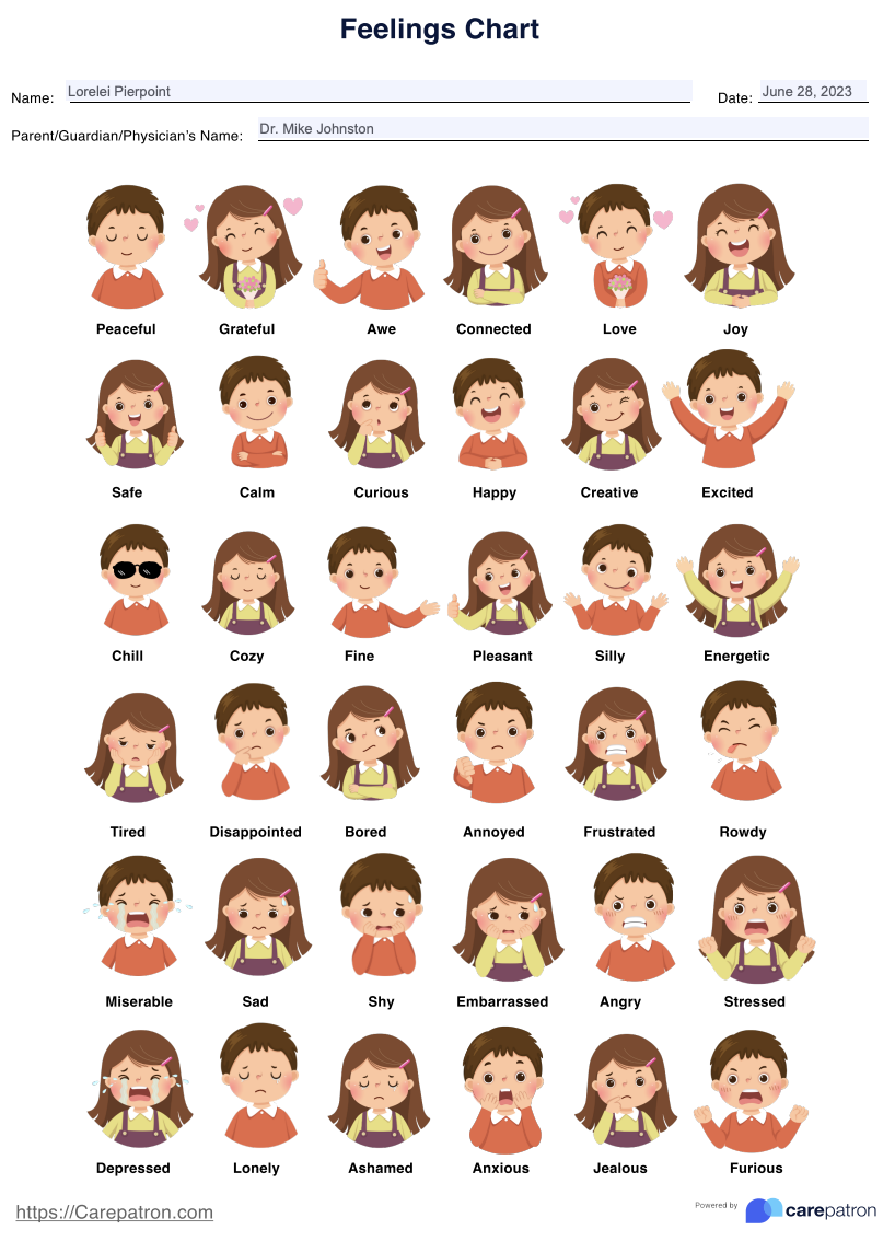 Emotions Chart For Kids