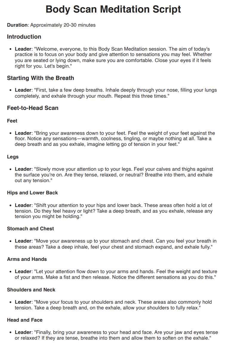 Body Scan Script & Example | Free PDF Download